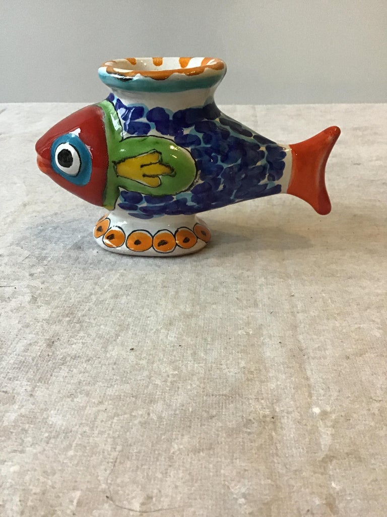 Italian Ceramic Fish Vase, Desimone for Vietri at 1stDibs