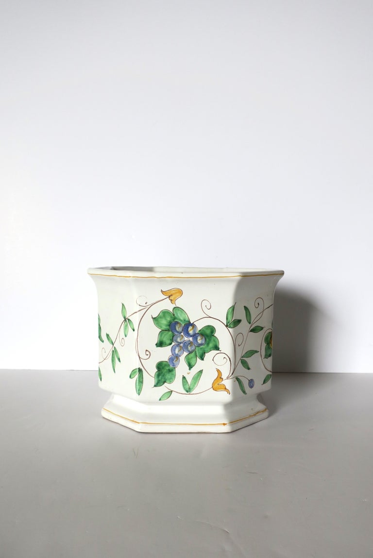 Italian Ceramic Flower or Plant Holder Planter Cachepot with Fruit and ...