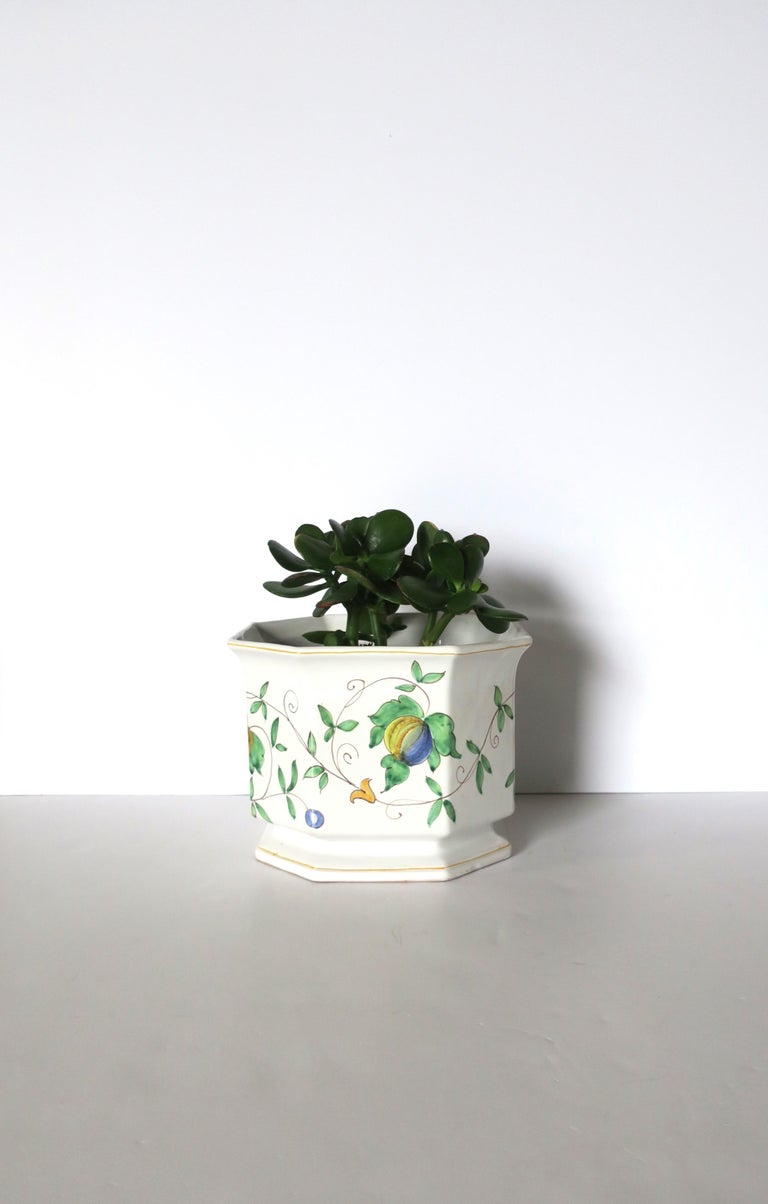 Italian Ceramic Flower or Plant Holder Planter Cachepot with Fruit and ...