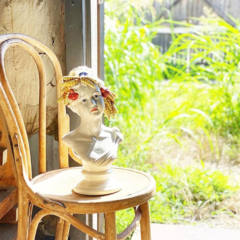 Italian Ceramic Hand Painted Bust of a Woman with Wheat and Tassel ...