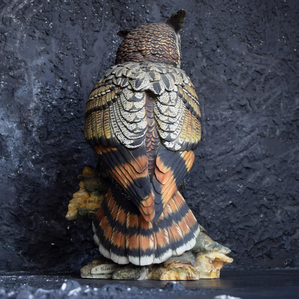 Italian Ceramic Hand Painted Oversized Owl Figure by V. Bindi at ...