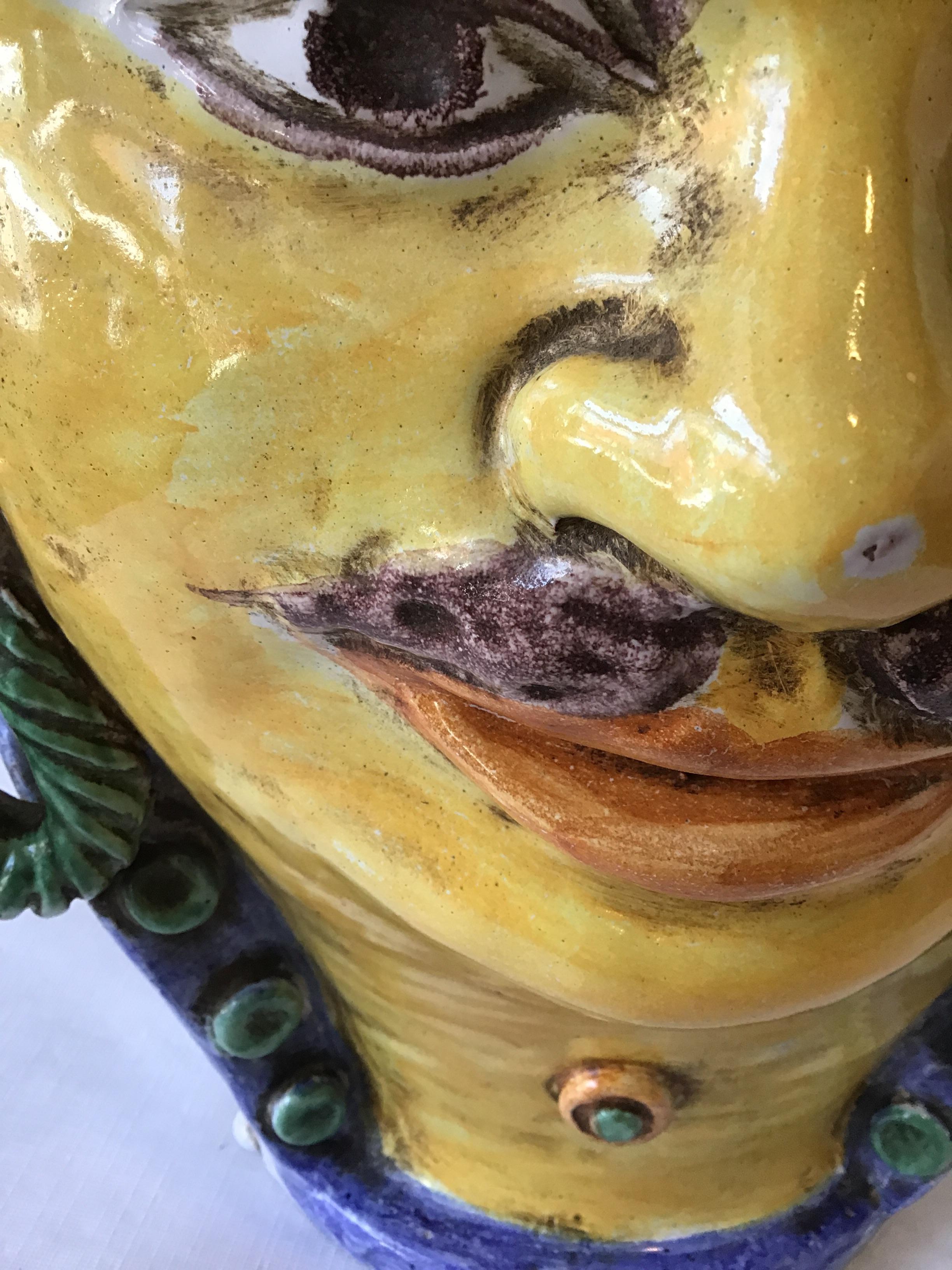 Italian Ceramic Head Vase of Moroccan Man at 1stDibs | italian head vase