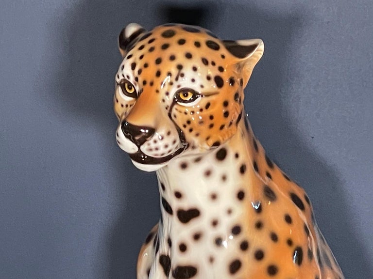 Italian Ceramic Life Size Cheetah Figurine at 1stDibs