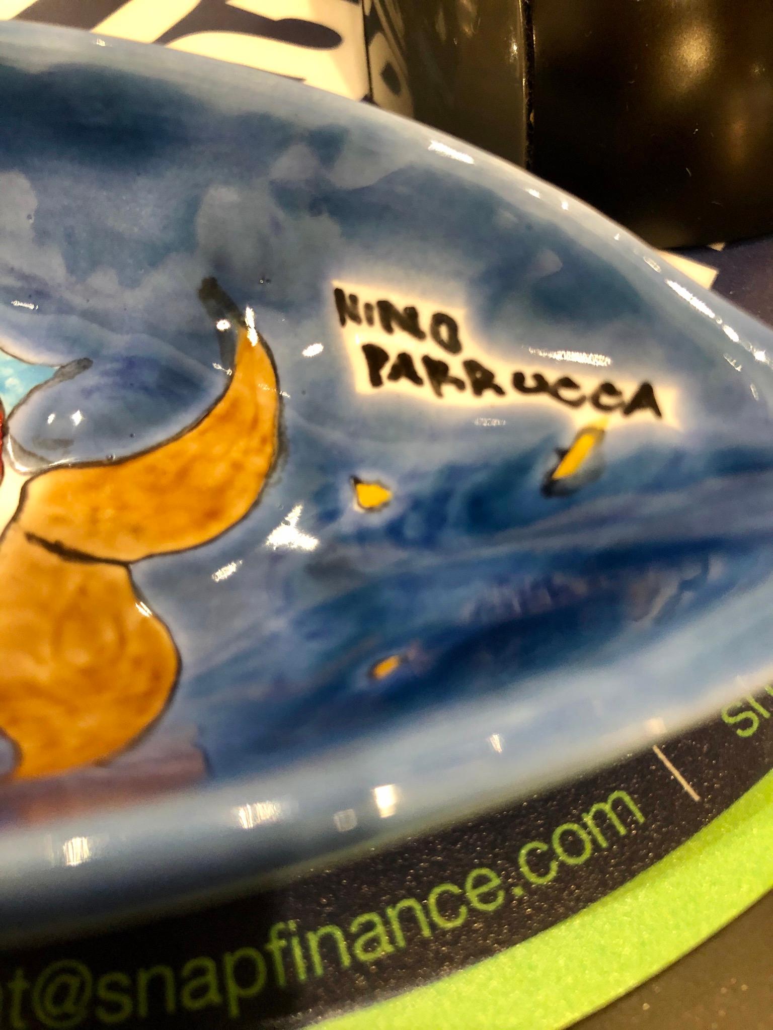 Italian Ceramic Petite Oval Fish Bowl Signed by Nino Parrucca For Sale ...