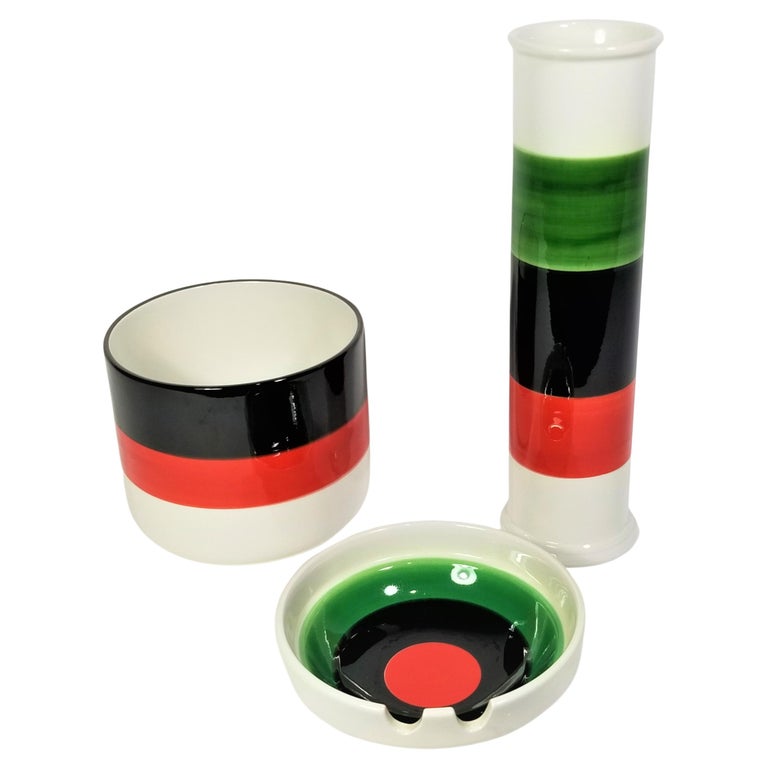 Italian Ceramic Pottery Collection Made in Italy 3 pc Vase Pot Ashtray ...