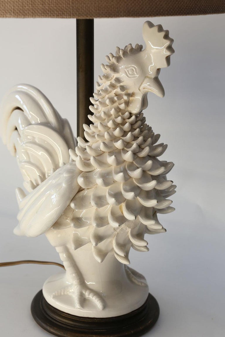 Italian Ceramic Rooster Lamp at 1stDibs