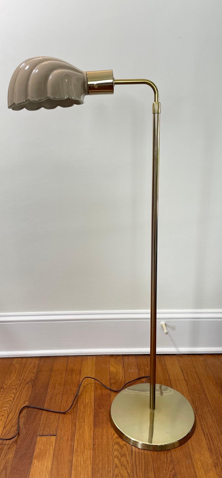 Italian Ceramic Scallop Shell Shade Reading Floor Lamp For Sale at 1stDibs