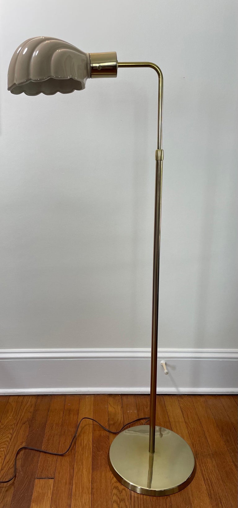 Italian Ceramic Scallop Shell Shade Reading Floor Lamp For Sale at 1stDibs
