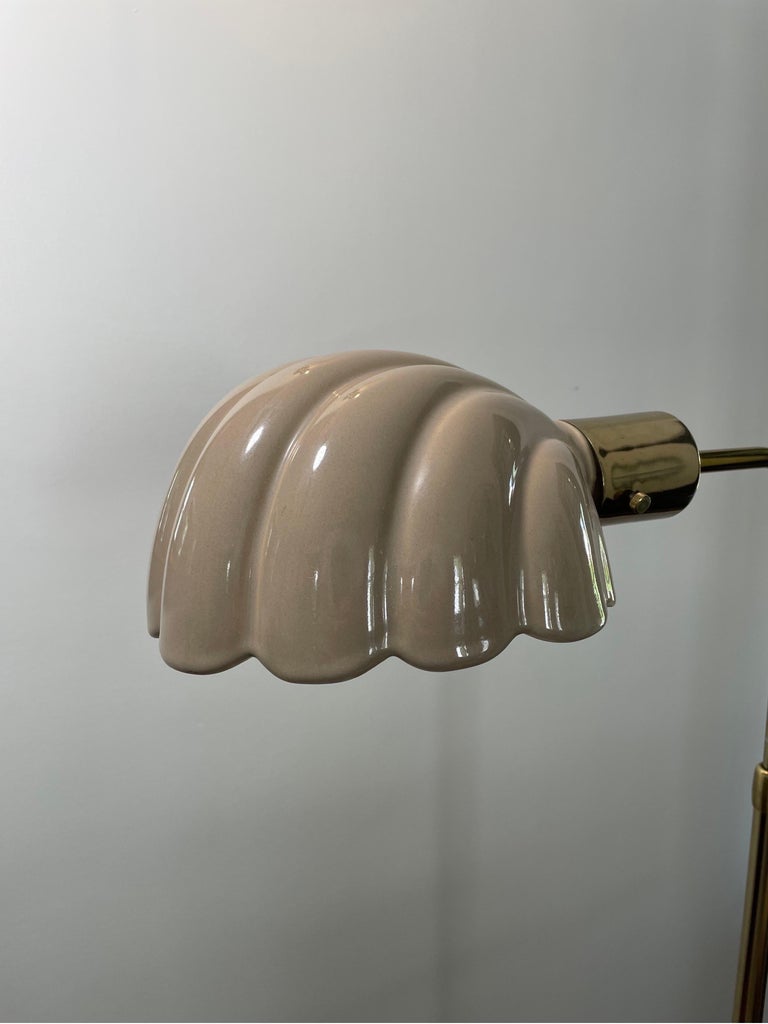 Italian Ceramic Scallop Shell Shade Reading Floor Lamp For Sale at 1stDibs