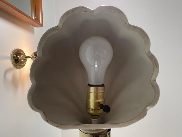 Italian Ceramic Scallop Shell Shade Reading Floor Lamp For Sale at 1stDibs