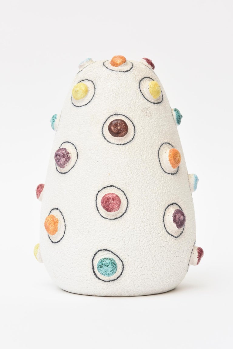 Italian Ceramic Textural and Hand Painted Vase, Vessel, Object at 1stDibs