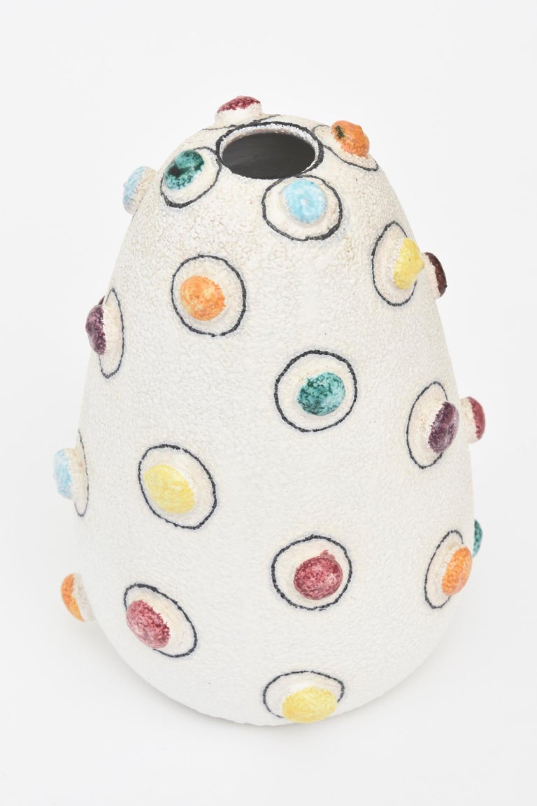 Italian Ceramic Textural and Hand Painted Vase, Vessel, Object at 1stDibs