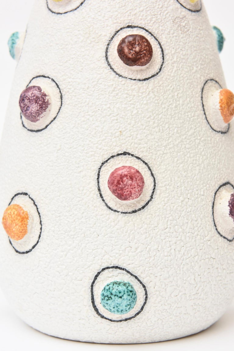 Italian Ceramic Textural and Hand Painted Vase, Vessel, Object at 1stDibs