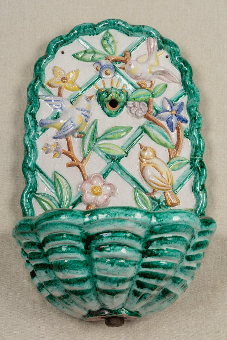 Italian Ceramic Wall Fountain Garden Ornament For Sale at 1stDibs