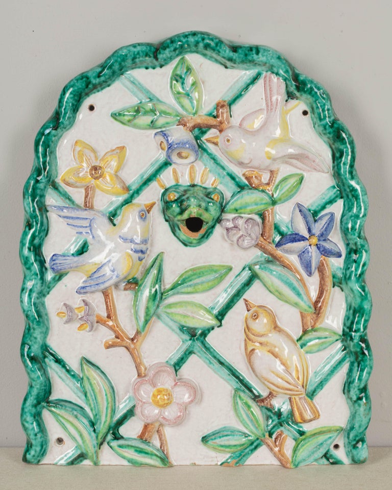 Italian Ceramic Wall Fountain Garden Ornament For Sale at 1stDibs