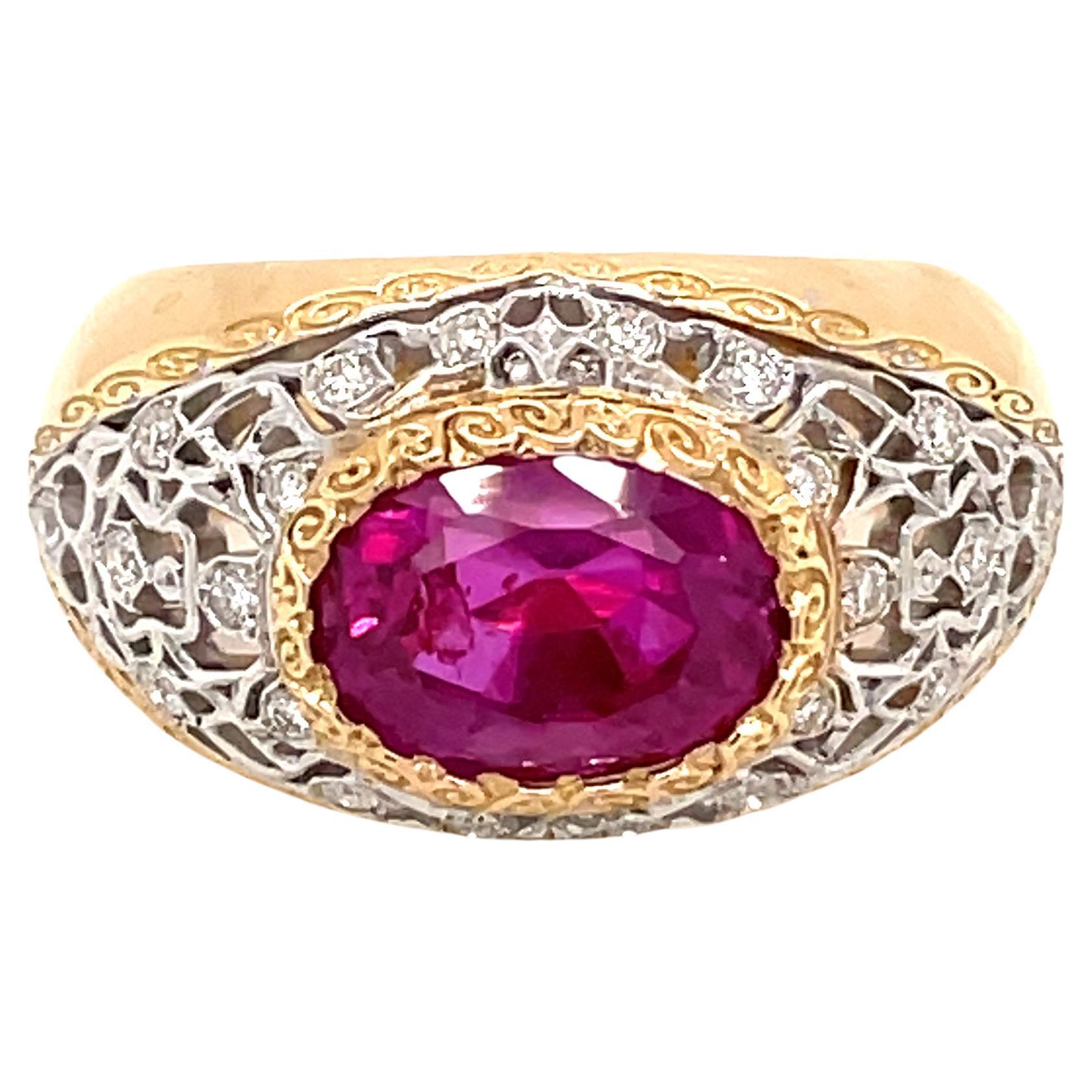 Certified Burmese Ruby 3.90 Carat Diamond Cocktail Ring at 1stDibs ...