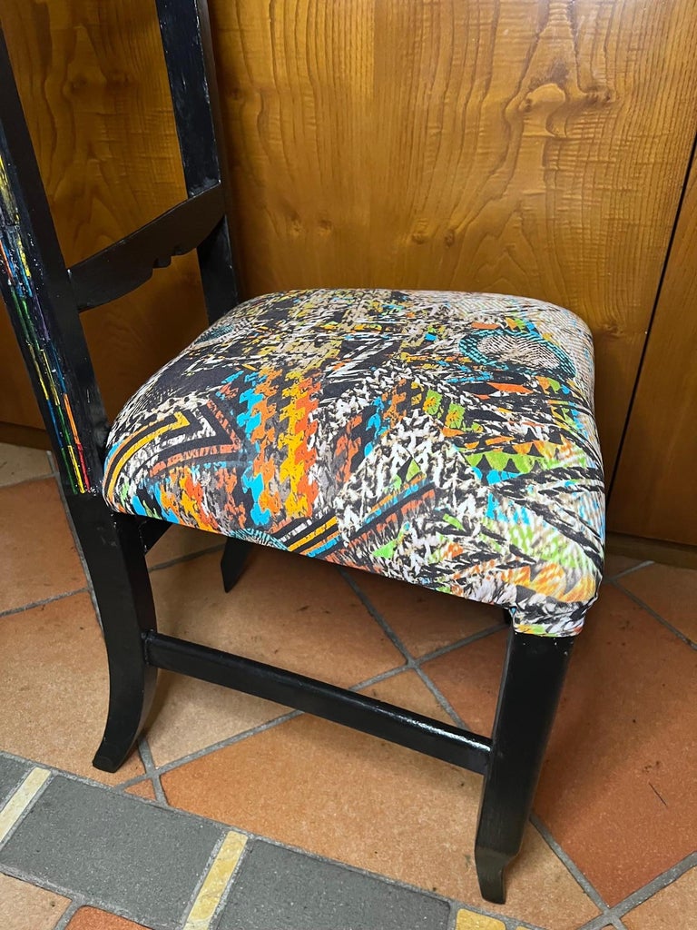 Italian Chair with a Very Original Design with Seat in Colored Fabric ...