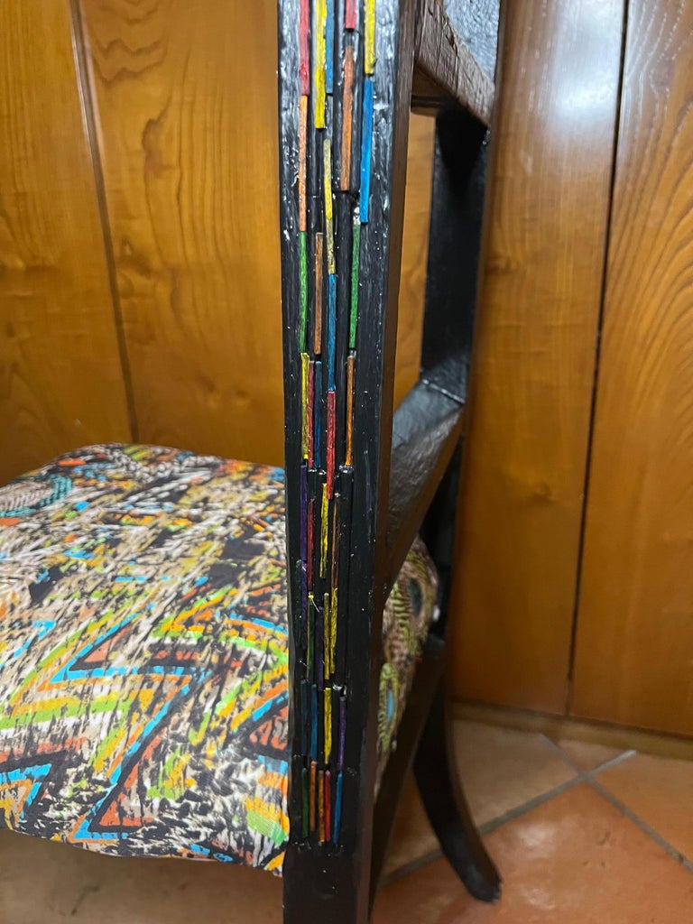 Italian Chair with a Very Original Design with Seat in Colored Fabric ...