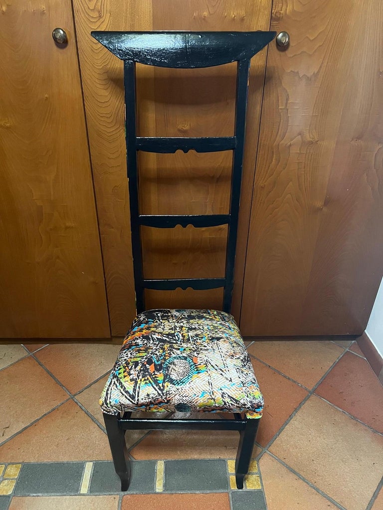 Italian Chair with a Very Original Design with Seat in Colored Fabric ...