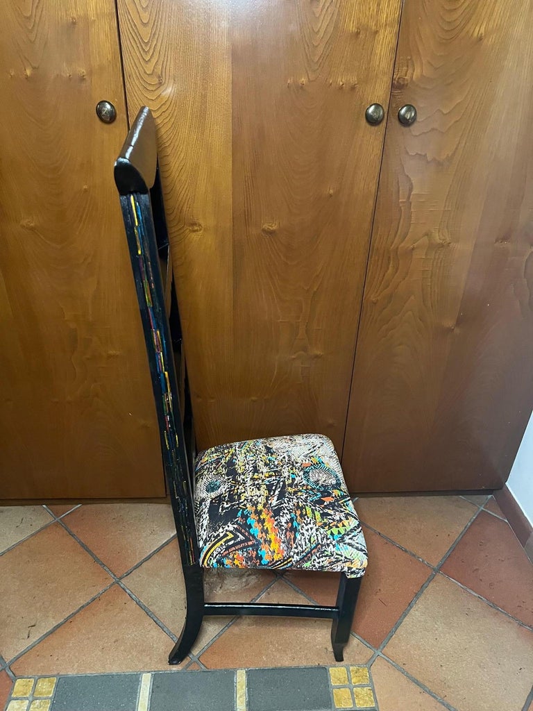 Italian Chair with a Very Original Design with Seat in Colored Fabric ...