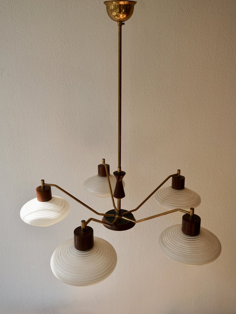 Italian Chandelier in Glass and Wood at 1stDibs