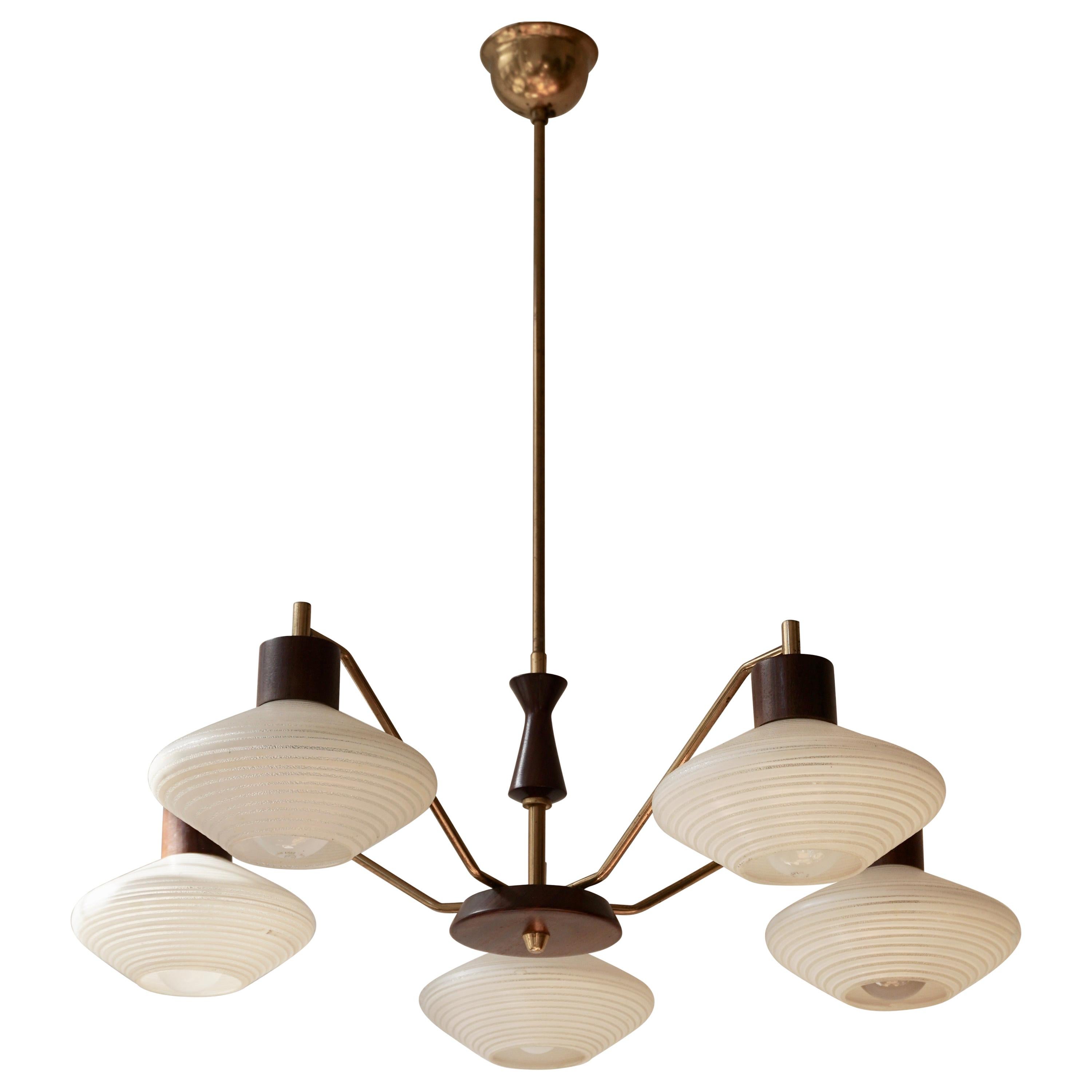 Italian Chandelier in Glass and Wood at 1stDibs