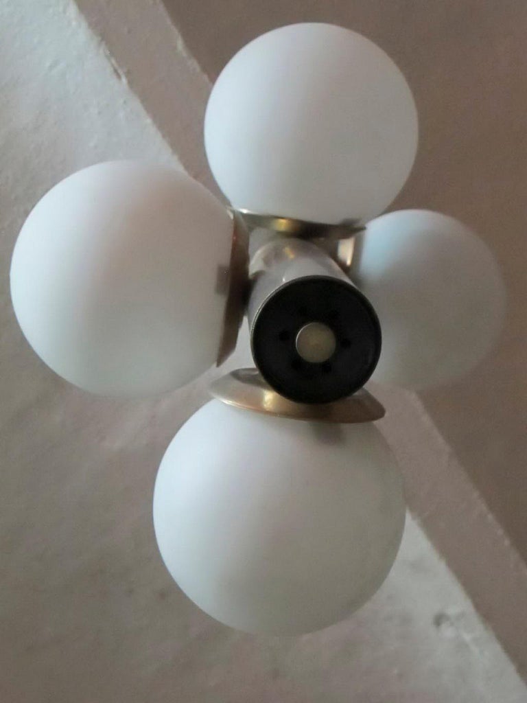 Italian Chandelier in Opaline Glass and Chrome, Italian, 1920, Style ...