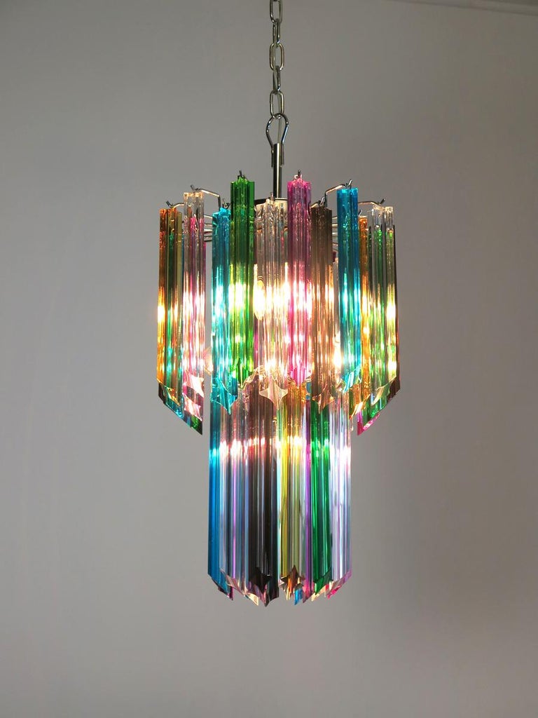 Italian Chandelier Multi-Color Venini Style, Murano For Sale at 1stDibs
