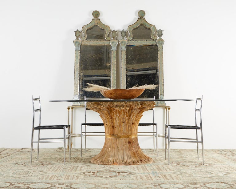Italian Chelini Carved Wheat Sheaf Oval Dining Table at 1stDibs