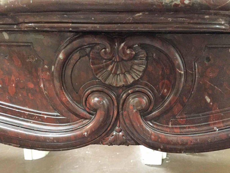 Italian Cherry Red Marble Mantel For Sale at 1stDibs