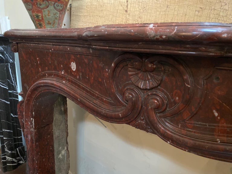 Italian Cherry Red Marble Mantel For Sale at 1stDibs
