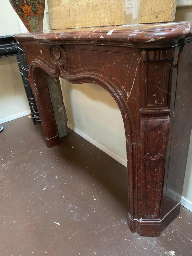 Italian Cherry Red Marble Mantel For Sale at 1stDibs