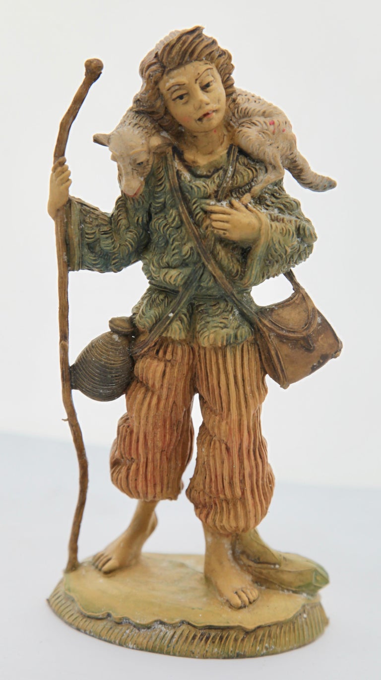 Italian Christmas Nativity Scene with 10 Traditional Figures and Wooden ...