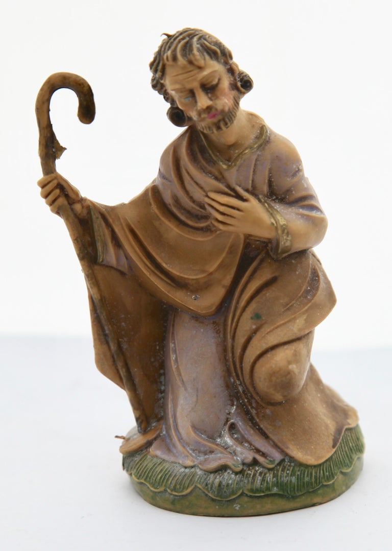 Italian Christmas Nativity Scene with 10 Traditional Figures and Wooden ...