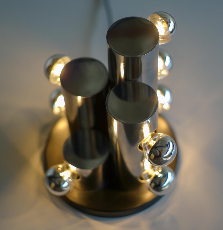 Italian Chrome Cylinder Table Lamp For Sale at 1stDibs