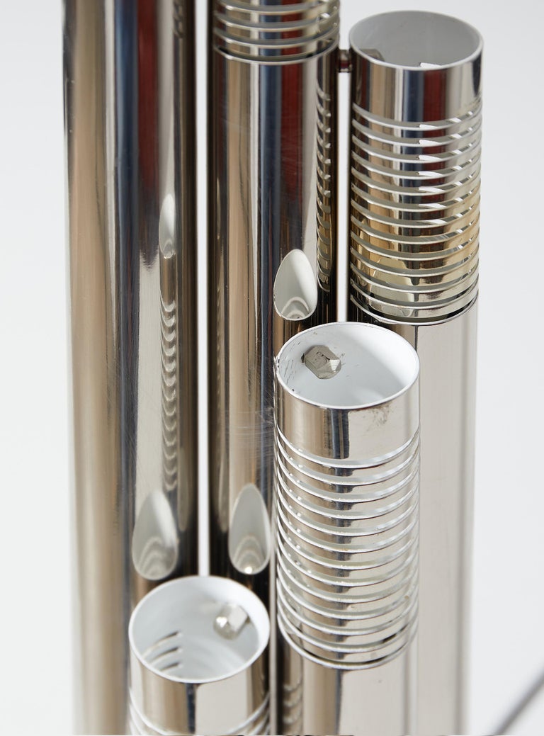 Italian Chromed Metal Tubular Table Lamp, c. 1970 For Sale at 1stDibs