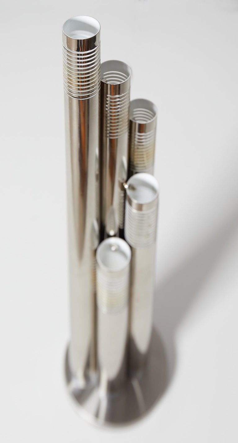 Italian Chromed Metal Tubular Table Lamp, c. 1970 For Sale at 1stDibs