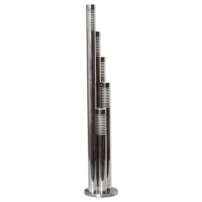 Italian Chromed Metal Tubular Table Lamp, c. 1970 For Sale at 1stDibs