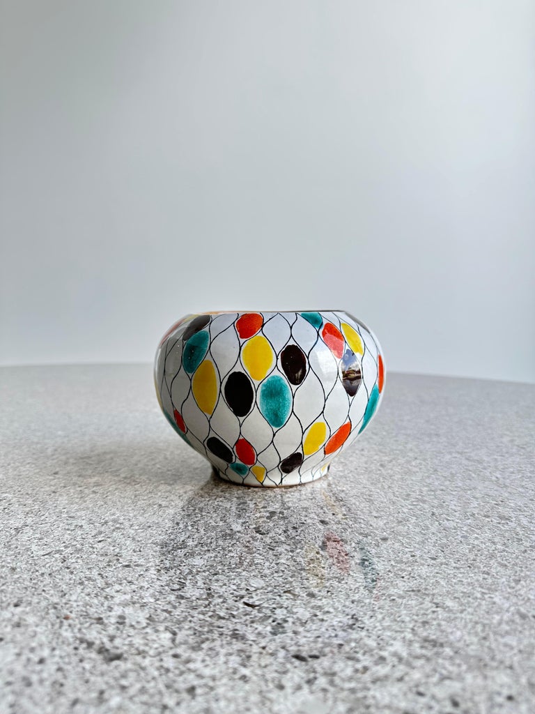 Italian Circular Glazed Ceramic by Rometti, 1978 For Sale at 1stDibs