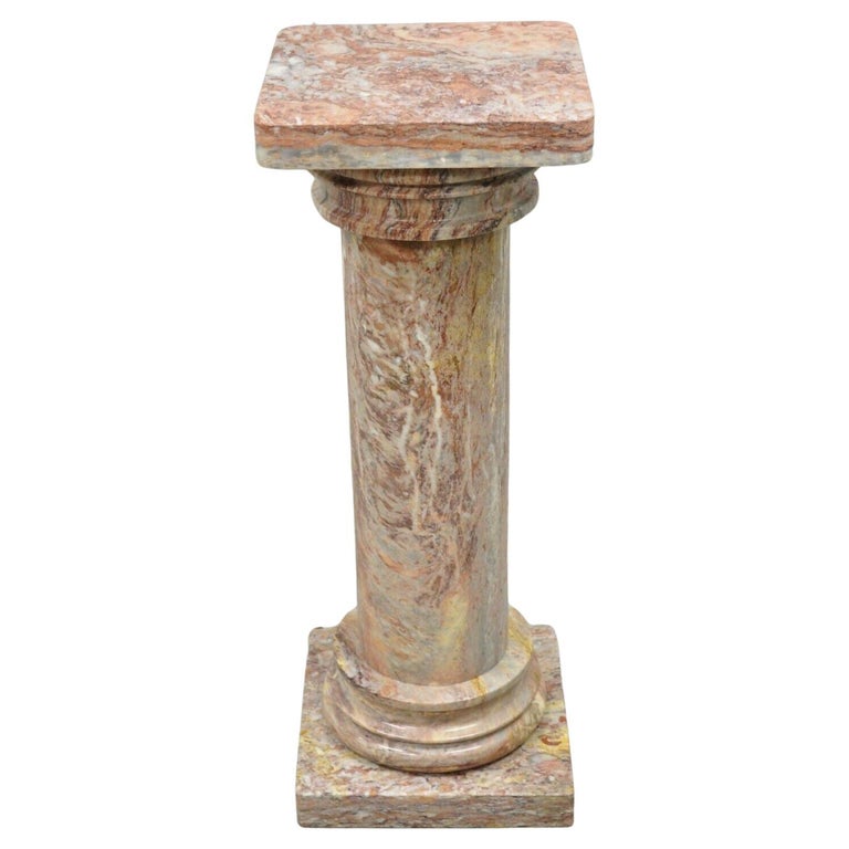 Italian Classical Neoclassical Pink Marble Pedestal Column Plant Stand