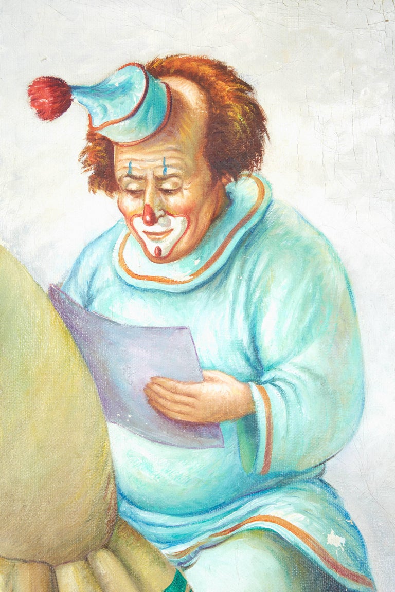 Italian "Clown Doctors" Oil on Canvas Painting Signed Barcelo For Sale ...