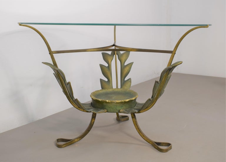 Italian Coffee Table by Pier Luigi Colli, Brass, Wood and Glass, 1940s ...