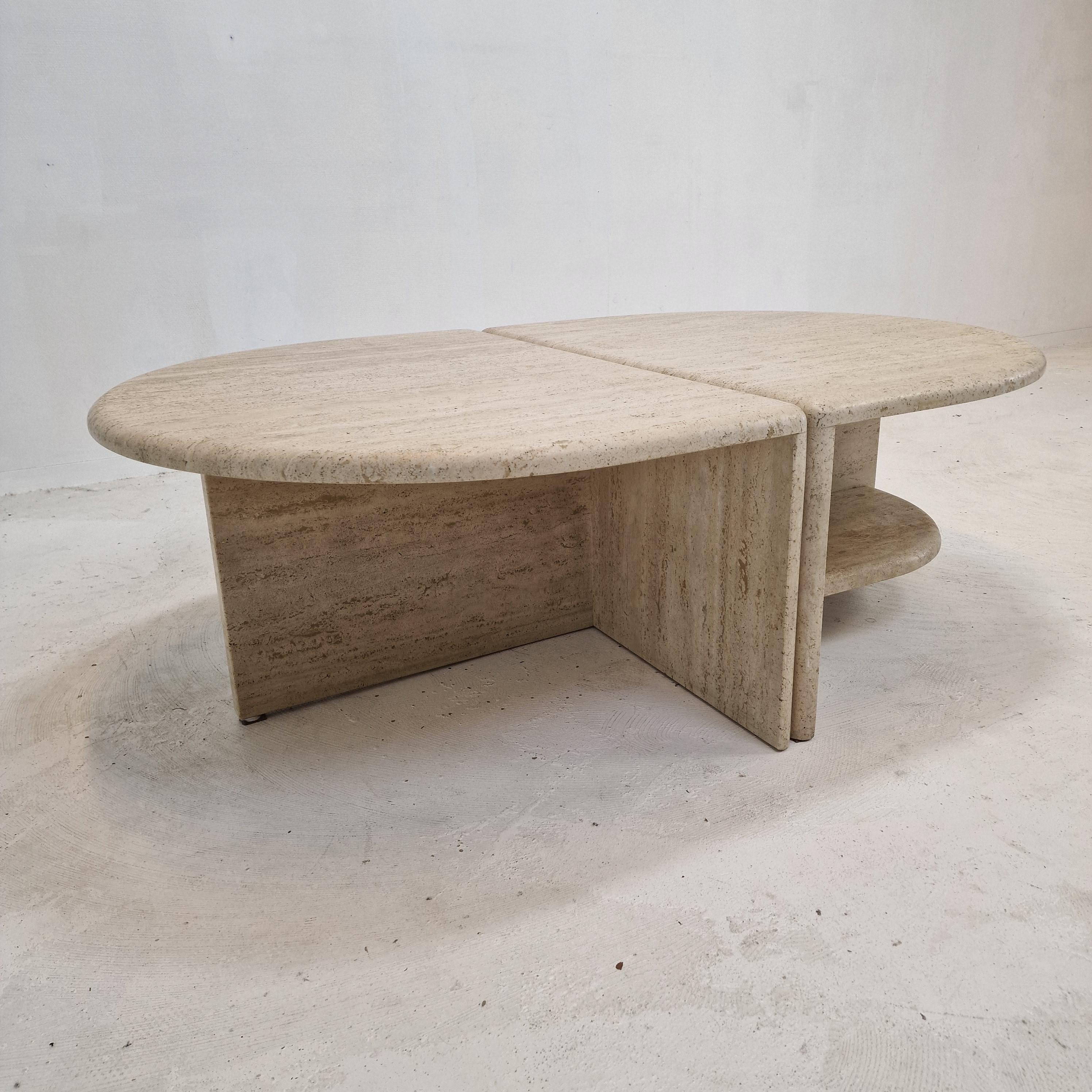 Italian Coffee Table in Travertine, 1980s at 1stDibs