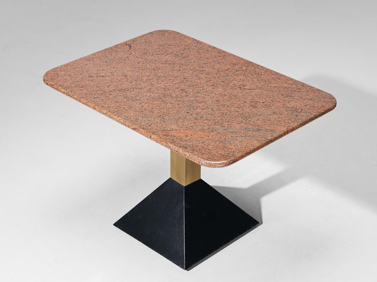 Italian Coffee Tables in Granite and Brass For Sale at 1stDibs