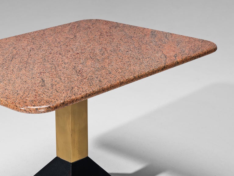 Italian Coffee Tables in Granite and Brass For Sale at 1stDibs