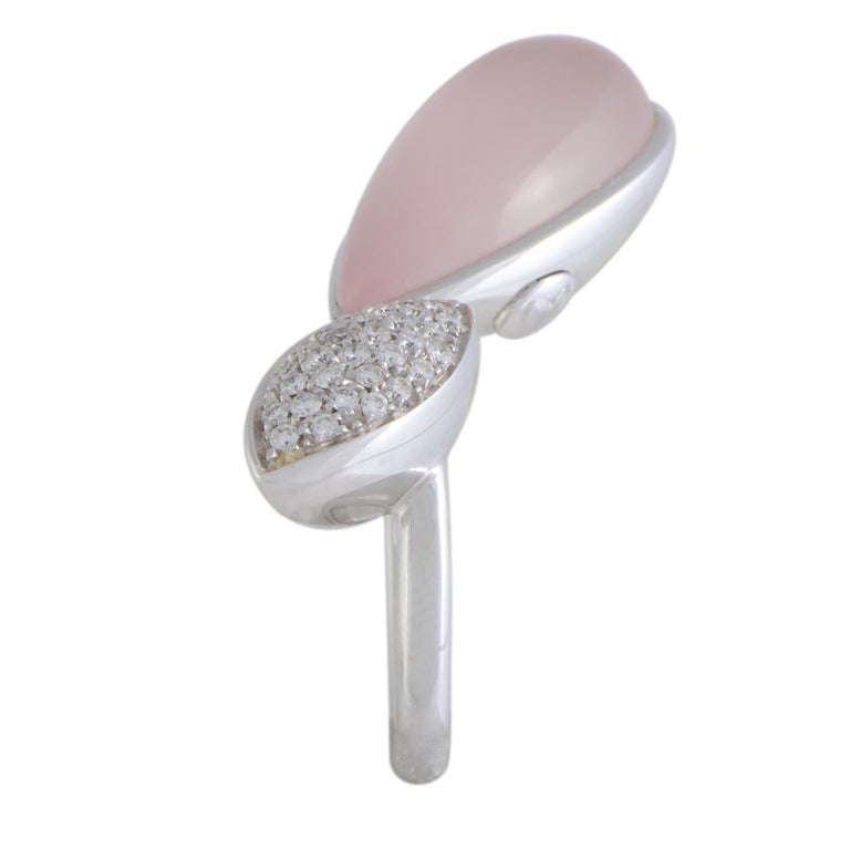 Italian Collection 18 Karat White Gold Diamond Pave and Pink Quartz ...