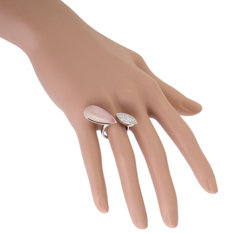 Italian Collection 18 Karat White Gold Diamond Pave and Pink Quartz ...