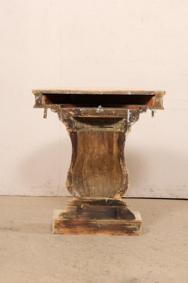 Italian Column-Style Demi Wall Console, Flute and Leaf Carved Accents ...