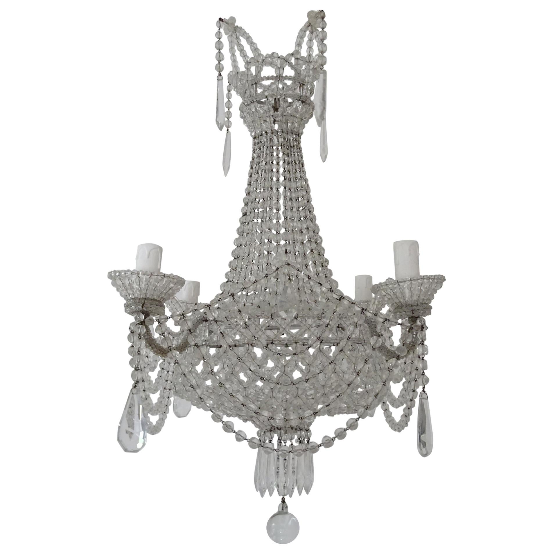 Beaded Crystal Basket Chandelier at 1stDibs