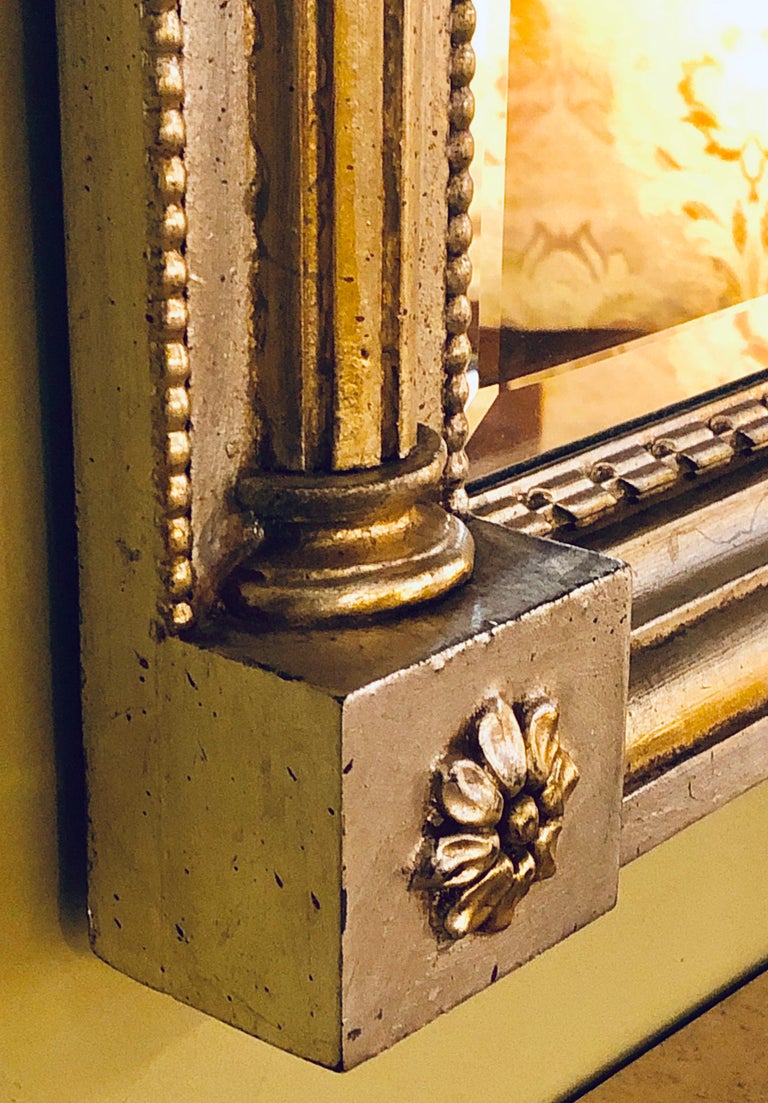 Italian Console Mirror Having Silver Leaf Eglomise Design by LaBarge ...